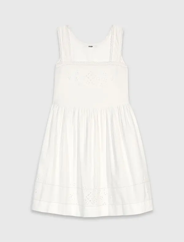 Maje Short Dress With Lace Trim