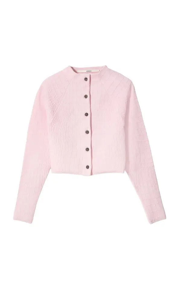 Jacquemus The Scala Buttoned Stretch-knit Cardigan - Light Pink