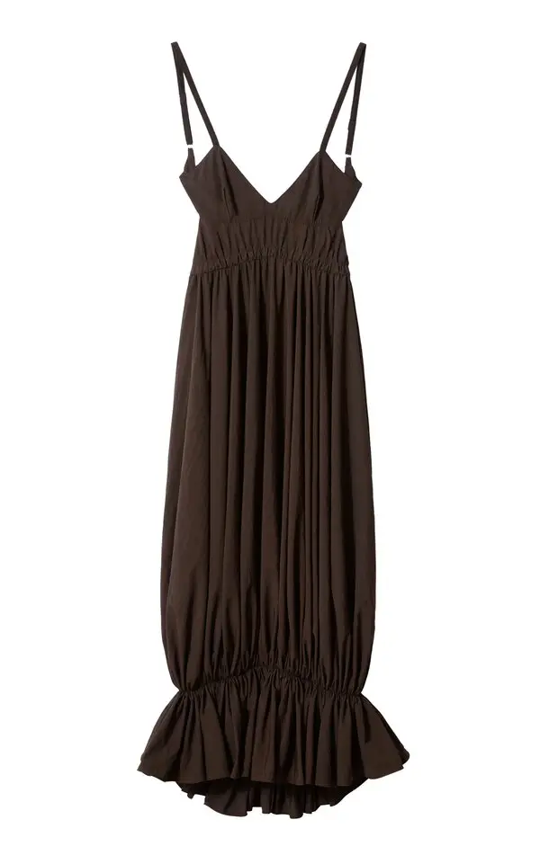 Jacquemus Alivu Gathered Midi Dress - Brown