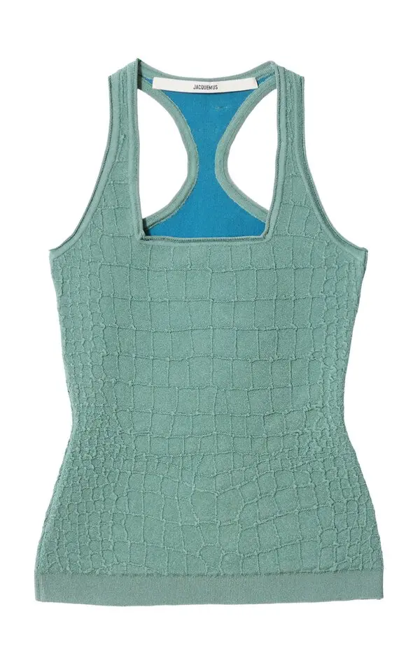 Jacquemus Scala Racerback Stretch-knit Tank Top - Turquoise