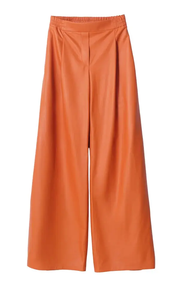 Jacquemus The Ponti Mid-rise Leather Wide-leg Pants - Orange