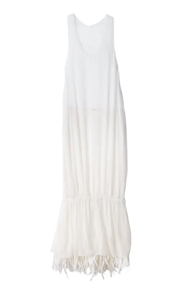 Jacquemus Alta Cinched Silk Maxi Dress - White