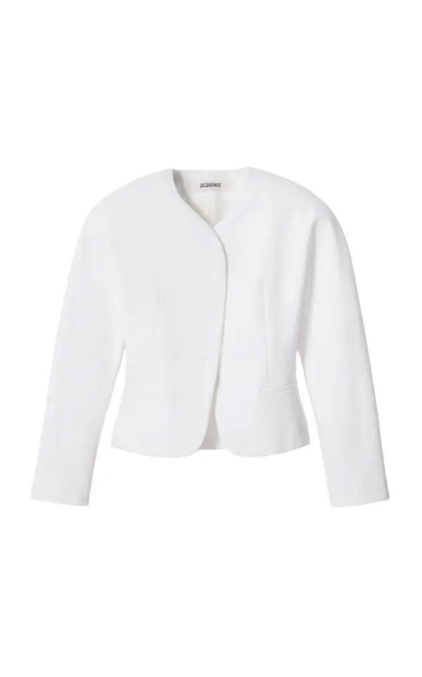 Jacquemus The Little Ovalo Cropped Jacket - White