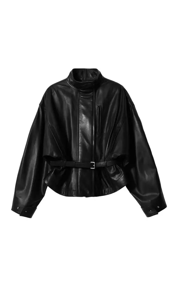 Jacquemus The Ciro Belted Leather Jacket - Black