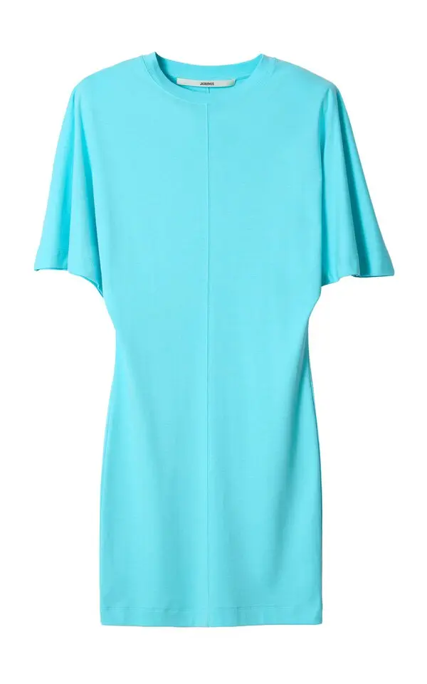Jacquemus The Miami Half-sleeve Cotton-silk Mini Dress - Turquoise