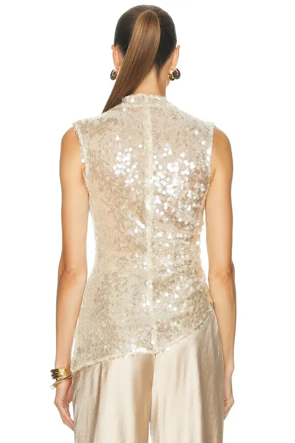 Lapointe Mesh Sequin Mockneck Top