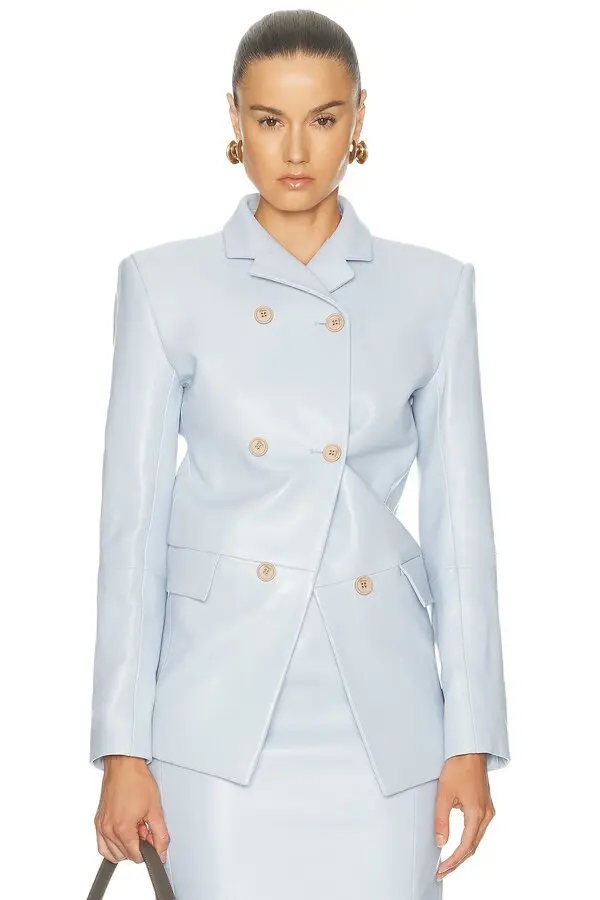 Khaite Rolo Leather Jacket - Sky Blue