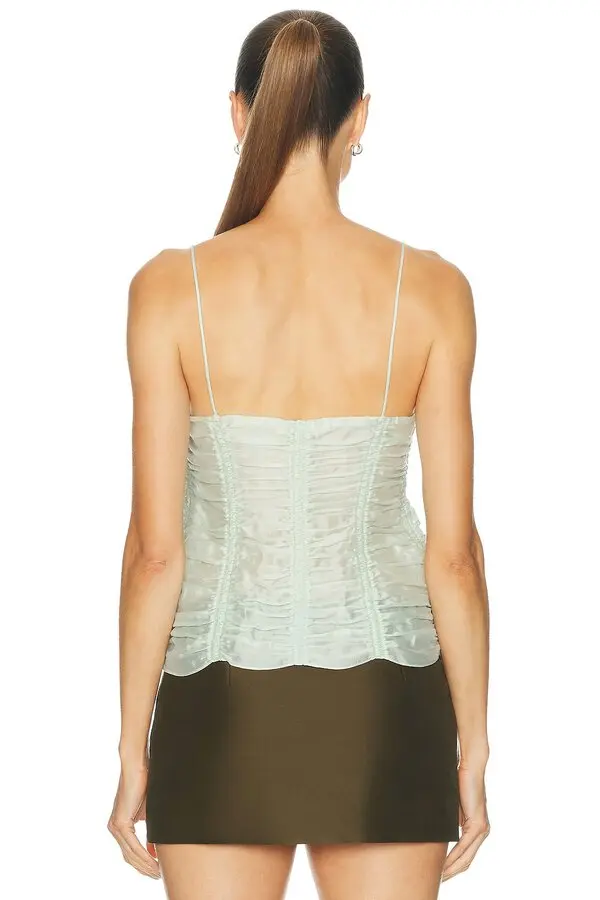 Khaite Inara Ruched Chiffon Camisole - Ice Green
