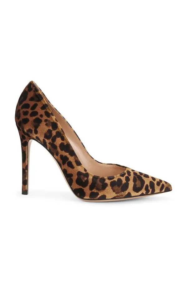 GIANVITO ROSSI Velvet Stiletto Pumps - Leopard Print