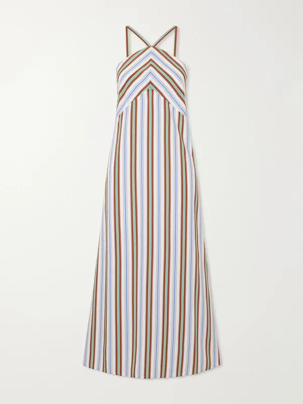 Rosie Assoulin Call Me Maybe Striped Poplin Maxi Dress - Multi