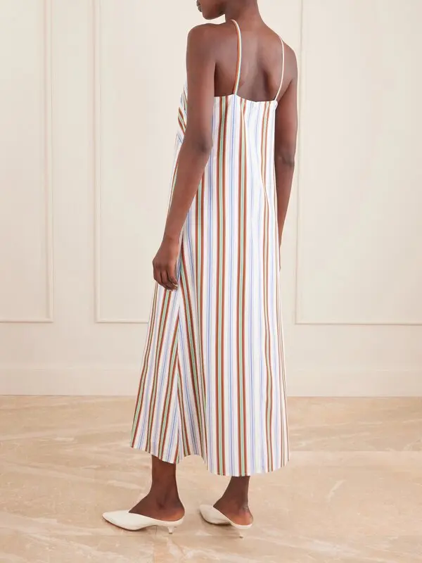 Rosie Assoulin Call Me Maybe Striped Poplin Maxi Dress