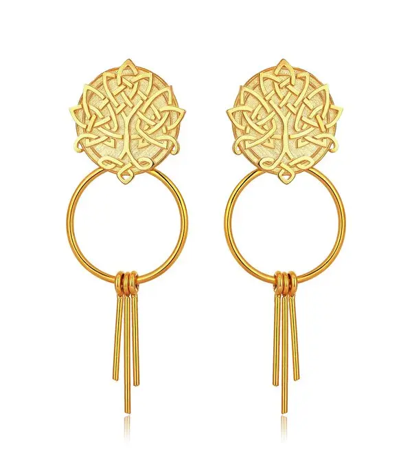 NOWART JEWELRY Viking Tree Of Life Plated Sterling Silver Earrings