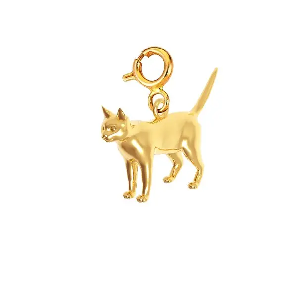 NOWART JEWELRY 18k Plated Sterling Silver Cat Charm - Gold