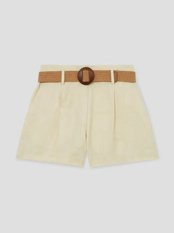 REISS Matilda Jacquard Belted Shorts With Linen