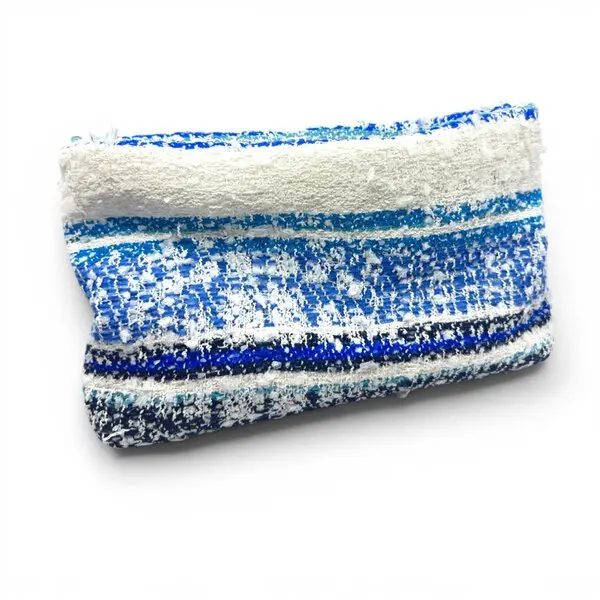 C. GRASSI Black / Blue / White Summer Clutch: Style 001 Blue, White, Black Boucle - Black/blue/white