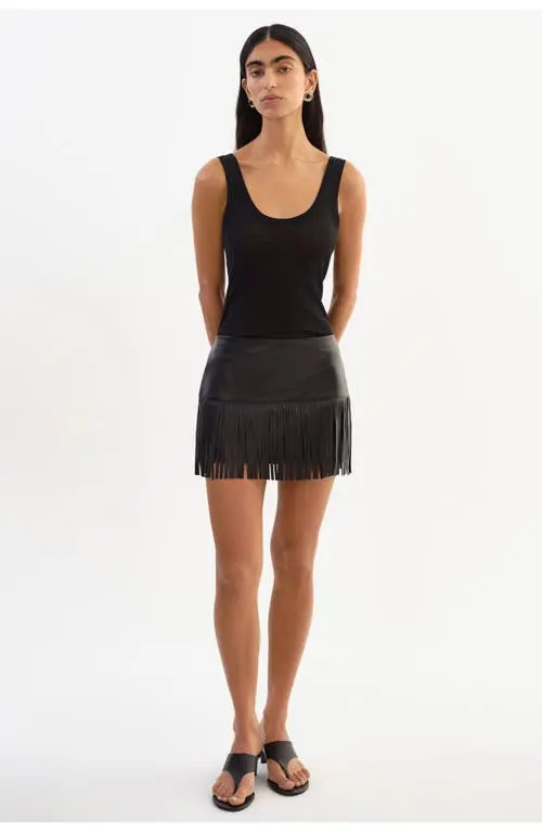 LAMARQUE Hunter | Leather Fringe Skirt - Black