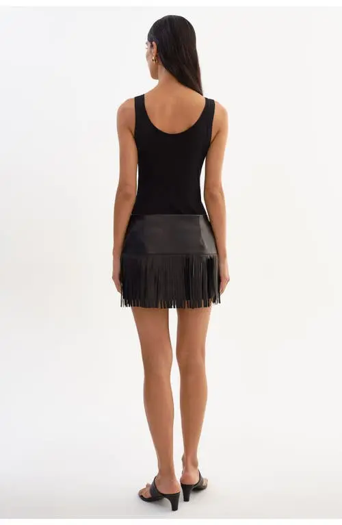 LAMARQUE Hunter | Leather Fringe Skirt - Black
