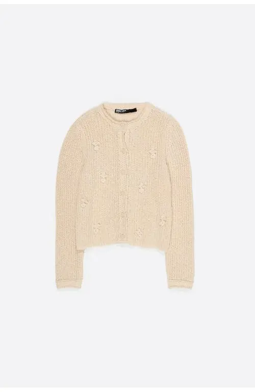 Bimba Y Lola Cotton Cardigan With Bobble Detail
