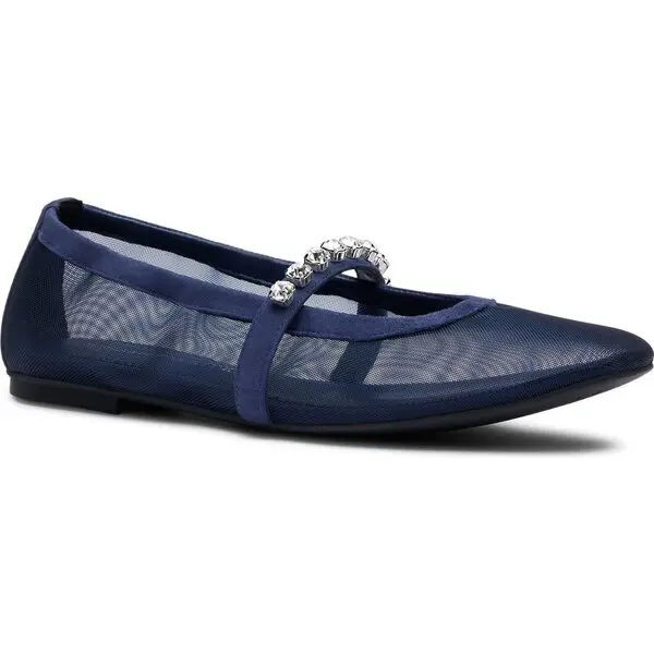 STUART WEITZMAN Goldie Crystal Strap Ballet Flat - River Blue