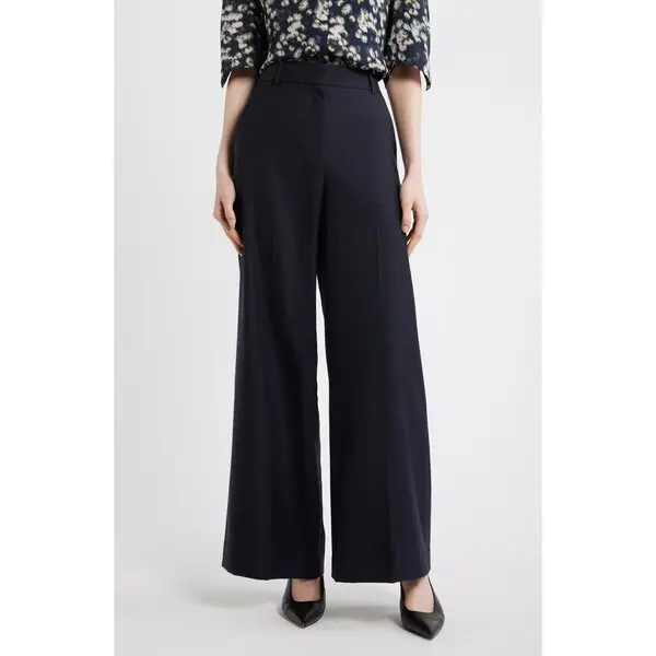 Theory Mid Rise Wide Leg Pants - Dark Navy
