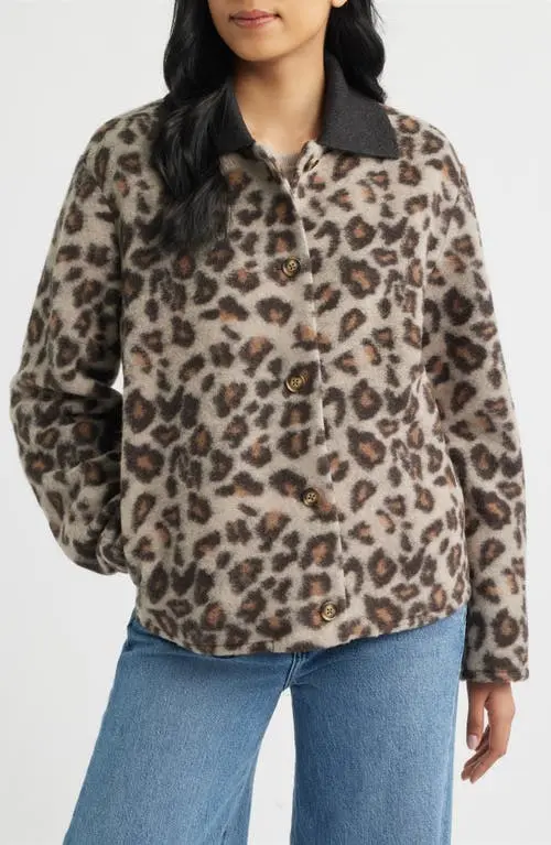 Bernardo Crop Flannel Jacket - Leopard