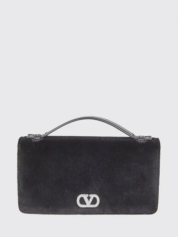 Valentino Garavani Vlogo Signature Suede Bag With Jewel Monogram - Black