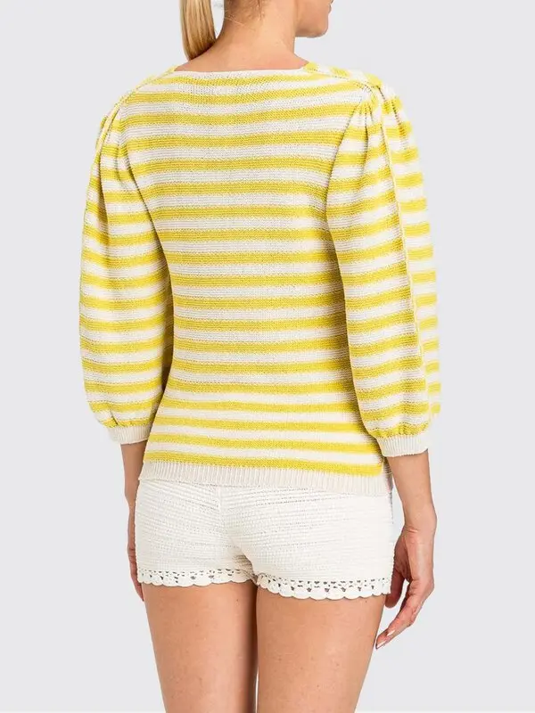 TWINSET Striped Cotton-blend V-neck Jumper With Long Sleeves
