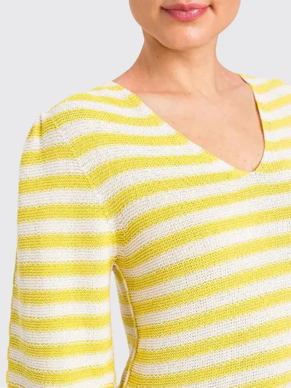 TWINSET Striped Cotton-blend V-neck Jumper With Long Sleeves