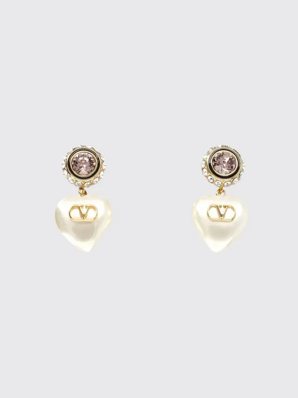 Valentino Garavani Vlogo Signature Heart-shaped Pendant Earrings With Pearls - Gold