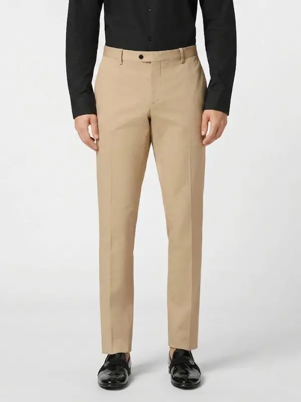 Philipp Plein Slim Fit Stretch Cotton Tailored Trousers With Rear Logo
