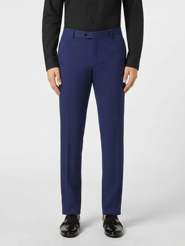 Philipp Plein Slim Fit Stretch Cotton Tailored Trousers With Rear Logo - Blue