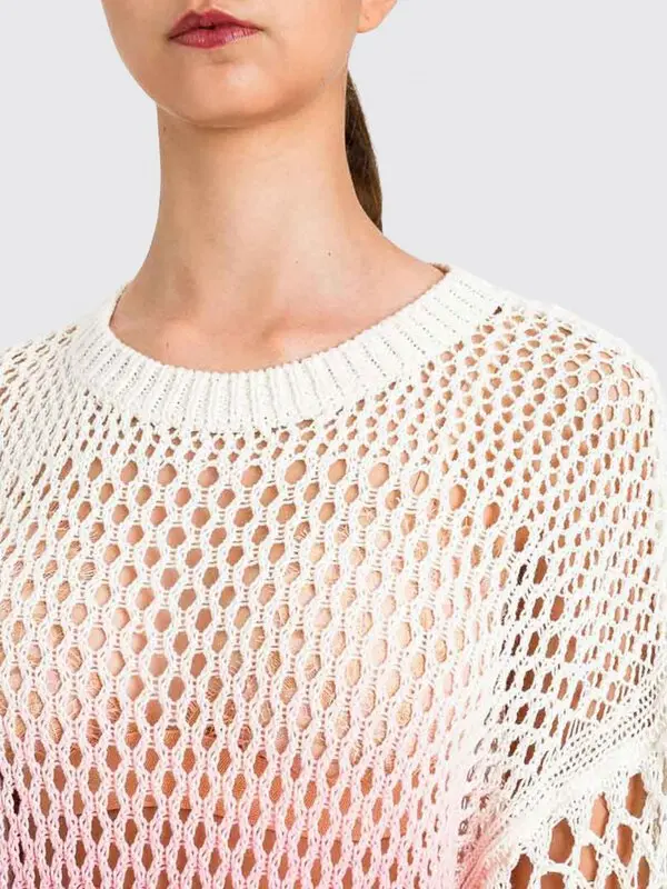 TWINSET Mesh Cotton Knit Top - Pink