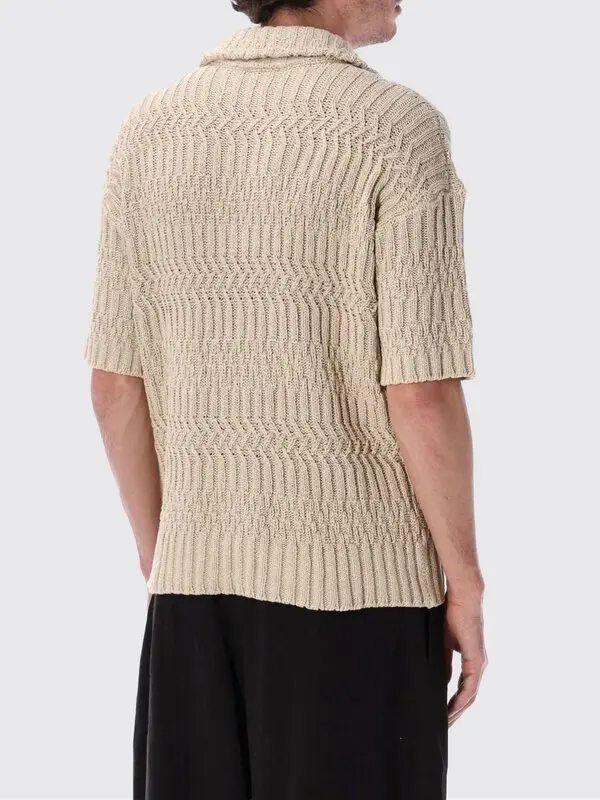 ROBERTO COLLINA Classic Collar Short-sleeved Cardigan In Cotton