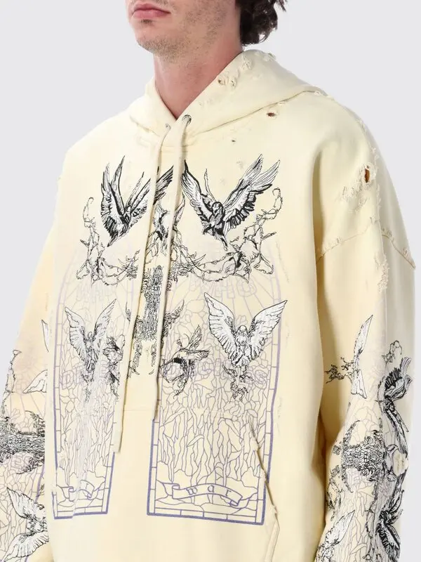 WHO DECIDES WAR Relaxed Fit Distressed Cotton Hoodie With Graphic Print