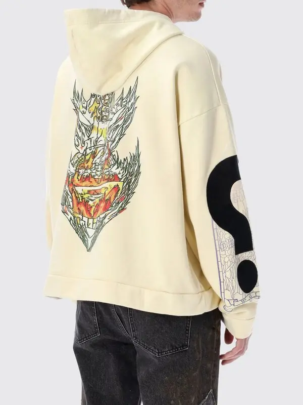 WHO DECIDES WAR Graphic Print Zipped Cotton Hoodie With Relaxed Fit
