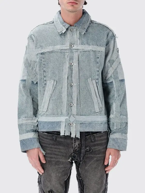 WHO DECIDES WAR Cropped Patchwork Cotton Jacket - Denim