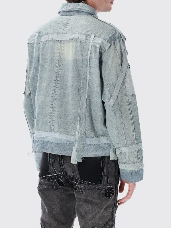 WHO DECIDES WAR Cropped Patchwork Cotton Jacket With Classic Collar