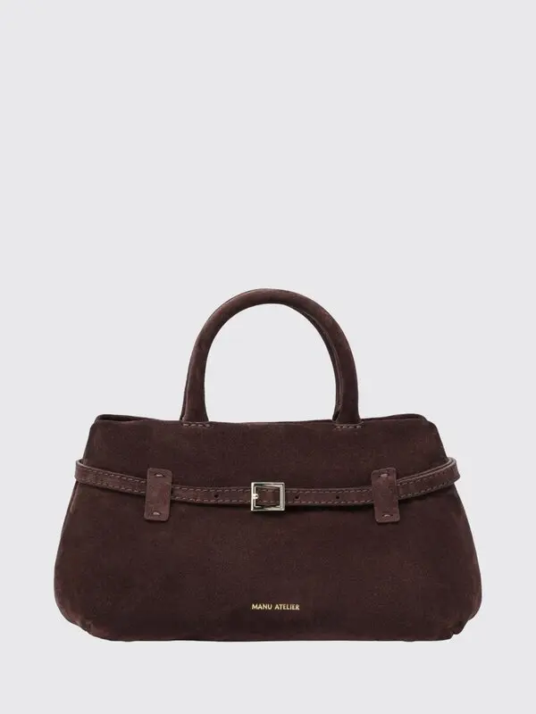 Manu Atelier Le Cambon 25 Suede Handbag With Shoulder Strap - Brown