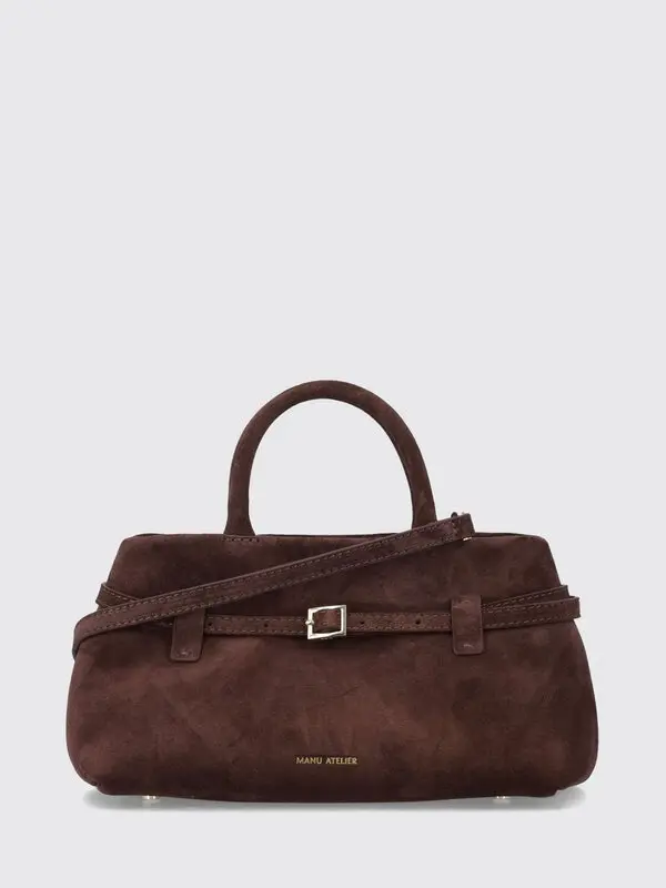 Manu Atelier Le Cambon 25 Suede Handbag With Shoulder Strap - Brown