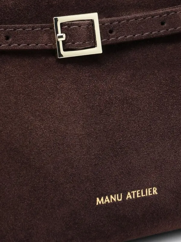 Manu Atelier Le Cambon 25 Suede Handbag With Shoulder Strap - Brown