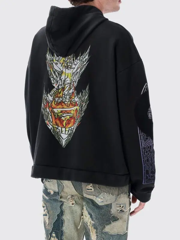 WHO DECIDES WAR Printed Cotton Jersey Zipped Hoodie With Relaxed Fit