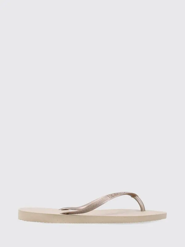 Havaianas Slim Rubber Thong Sandals With Low Heel And Tone-on-tone Logo - Pearl