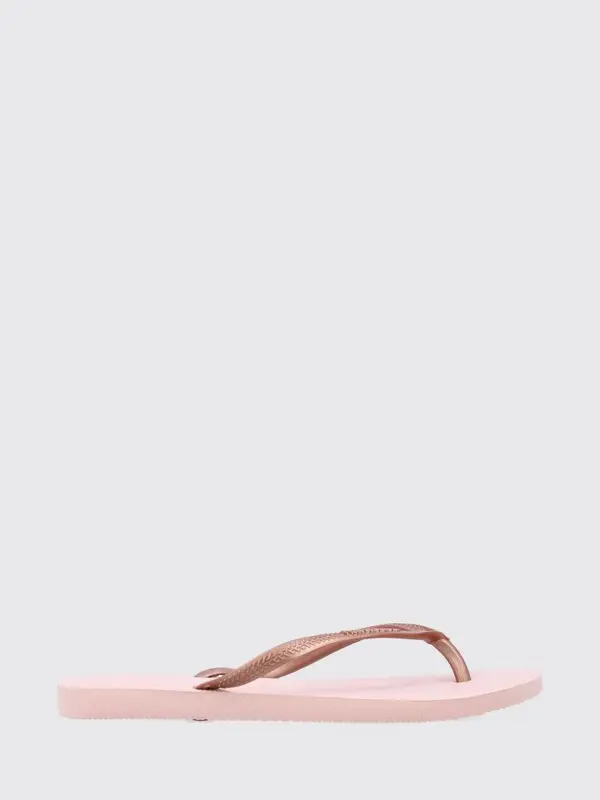 Havaianas Slim Rubber Thong Sandals With Low Heel And Tone-on-tone Logo - Pink