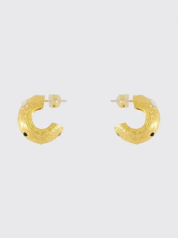 LIZZIE FORTUNATO Brass Hoop Earrings With Applied Crystals