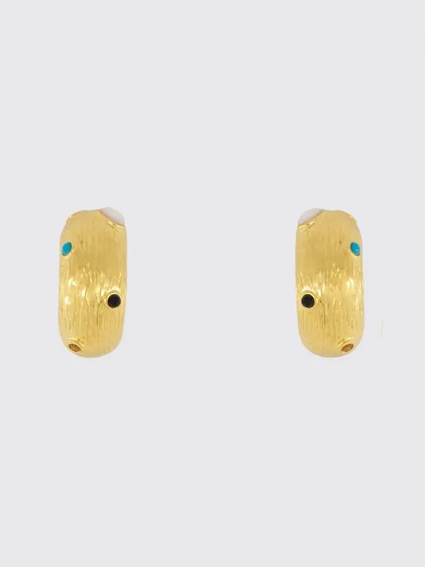 LIZZIE FORTUNATO Brass Hoop Earrings With Applied Crystals