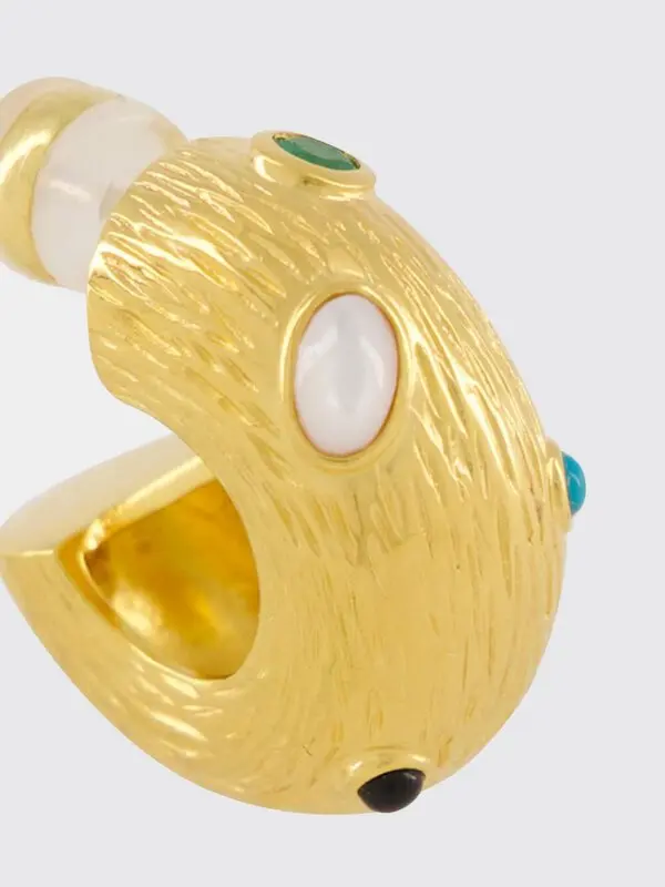 LIZZIE FORTUNATO Brass Hoop Earrings With Applied Crystals
