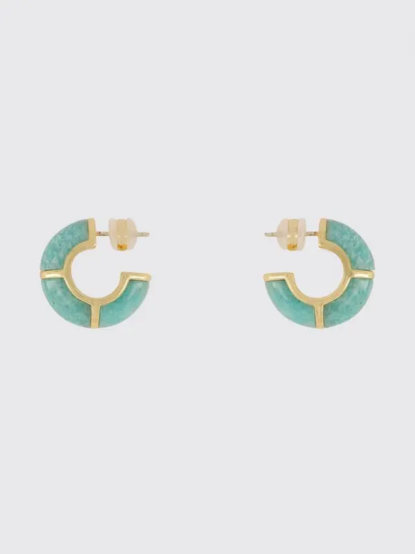 LIZZIE FORTUNATO Zellige Brass Hoop Earrings With Crystal Embellishments - Blue