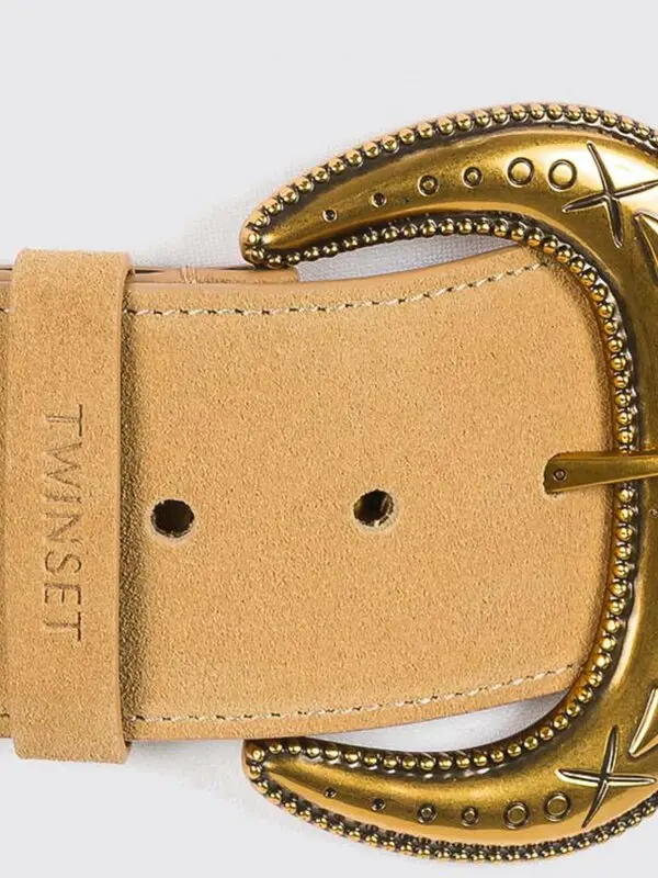 TWINSET Suede Belt With Embellished Buckle