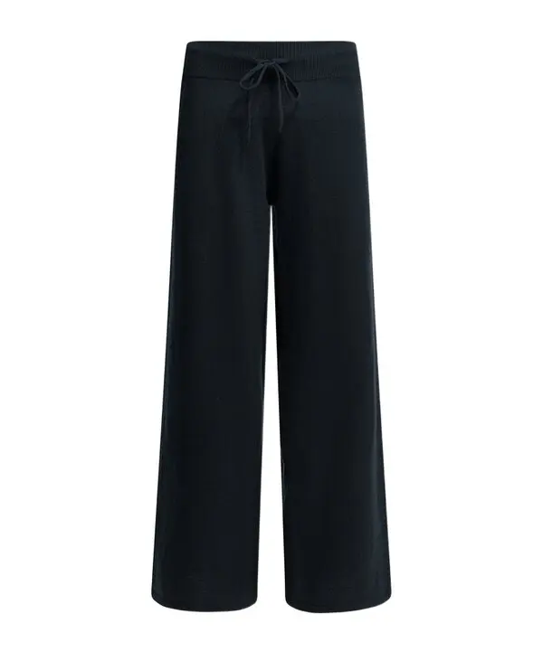 LISA YANG Drawstring Wide-leg Knitted Trousers - Navy