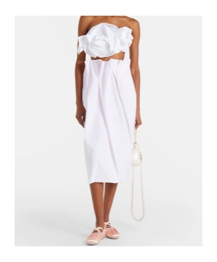 Simone Rocha Rosette Cotton Poplin Bandeau Top